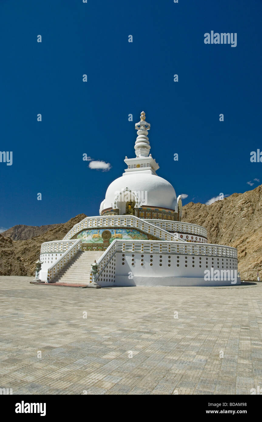 Facade of a stupa, Shanti Stupa, Leh, Ladakh, Jammu and Kashmir, India ...