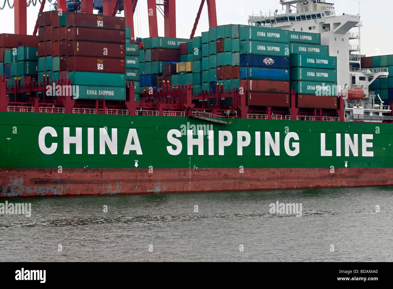 China shipping line container ship in hamburg harbour germany hi-res ...