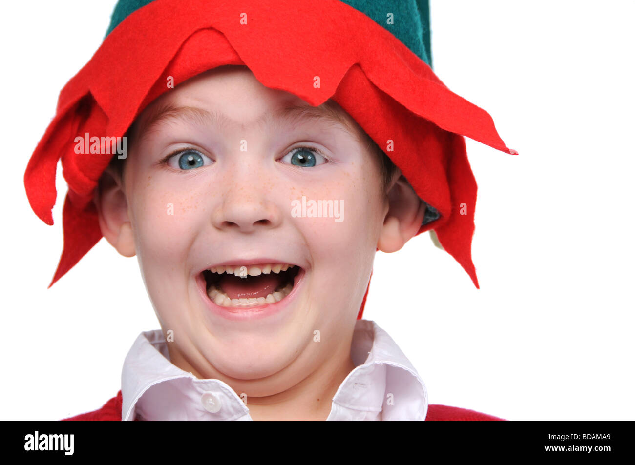 Boy showing excitement isolated on white Stock Photo - Alamy