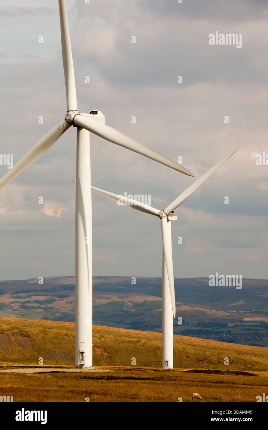Scout Moor wind farm on the Pennine Moors between Rochdale and ...