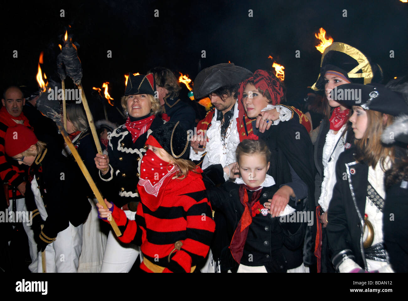 Traditional bonfire night parade in Lewes East Sussex commemorating Guy ...