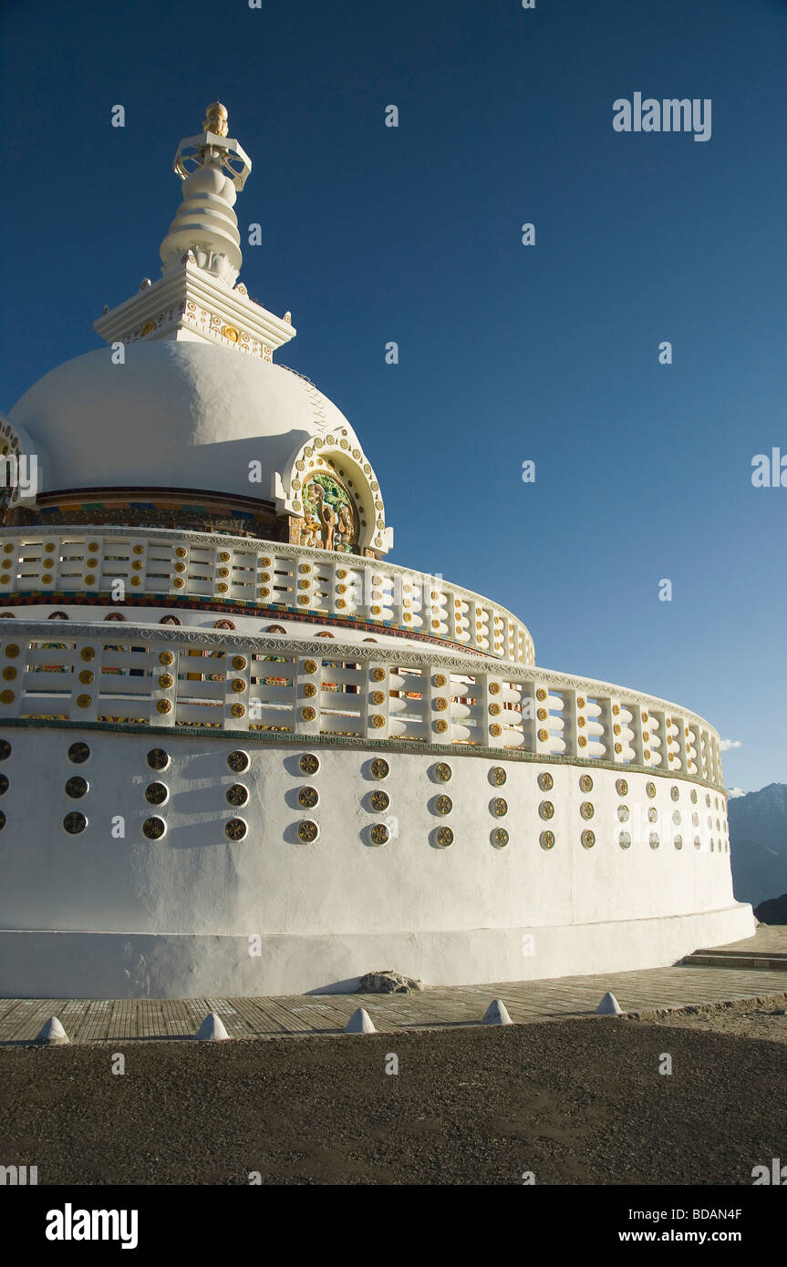 Architectural details of a stupa, Shanti Stupa, Leh, Ladakh, Jammu and ...