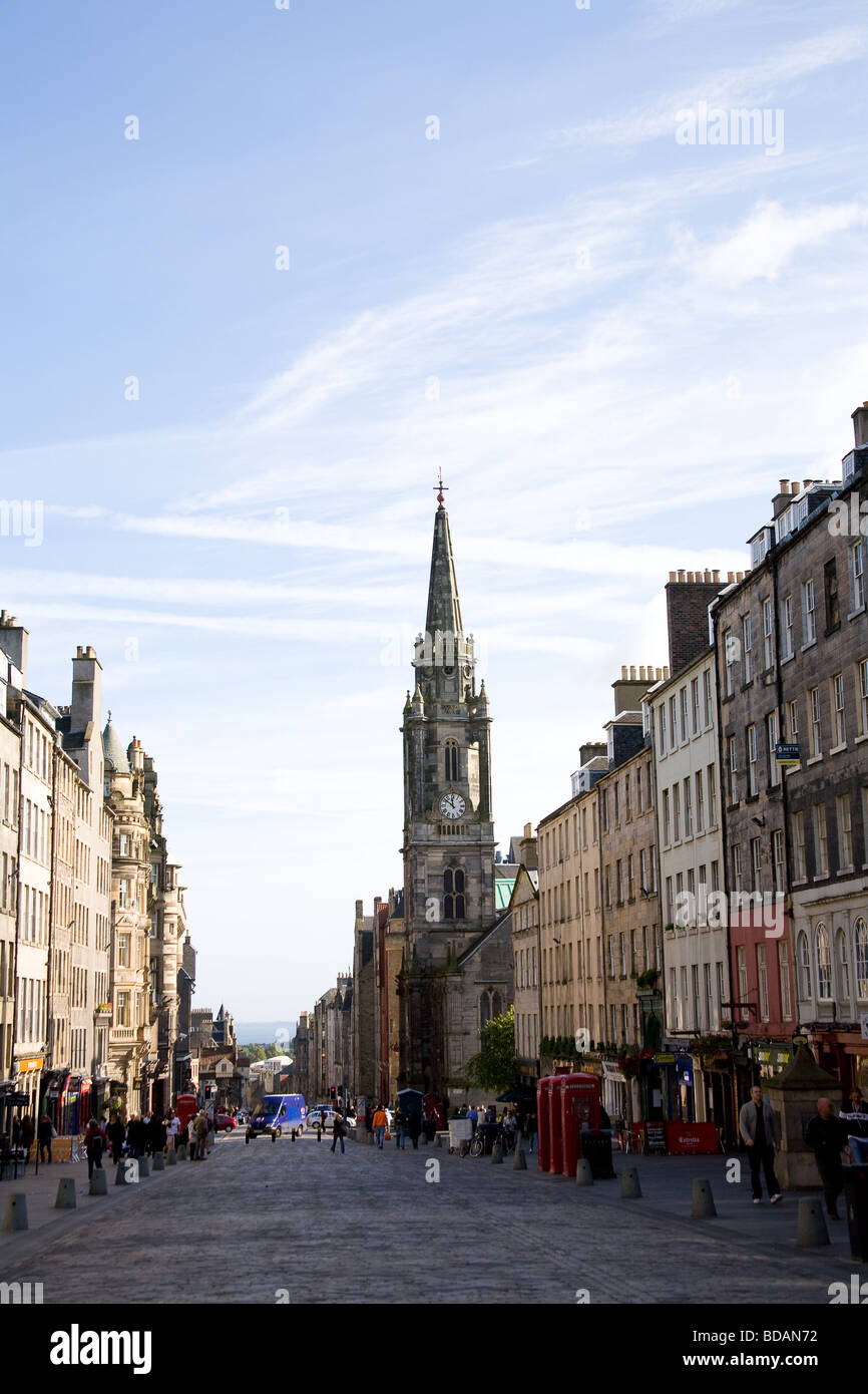 An early morning view looking down Edinburgh's High Street and Royal ...