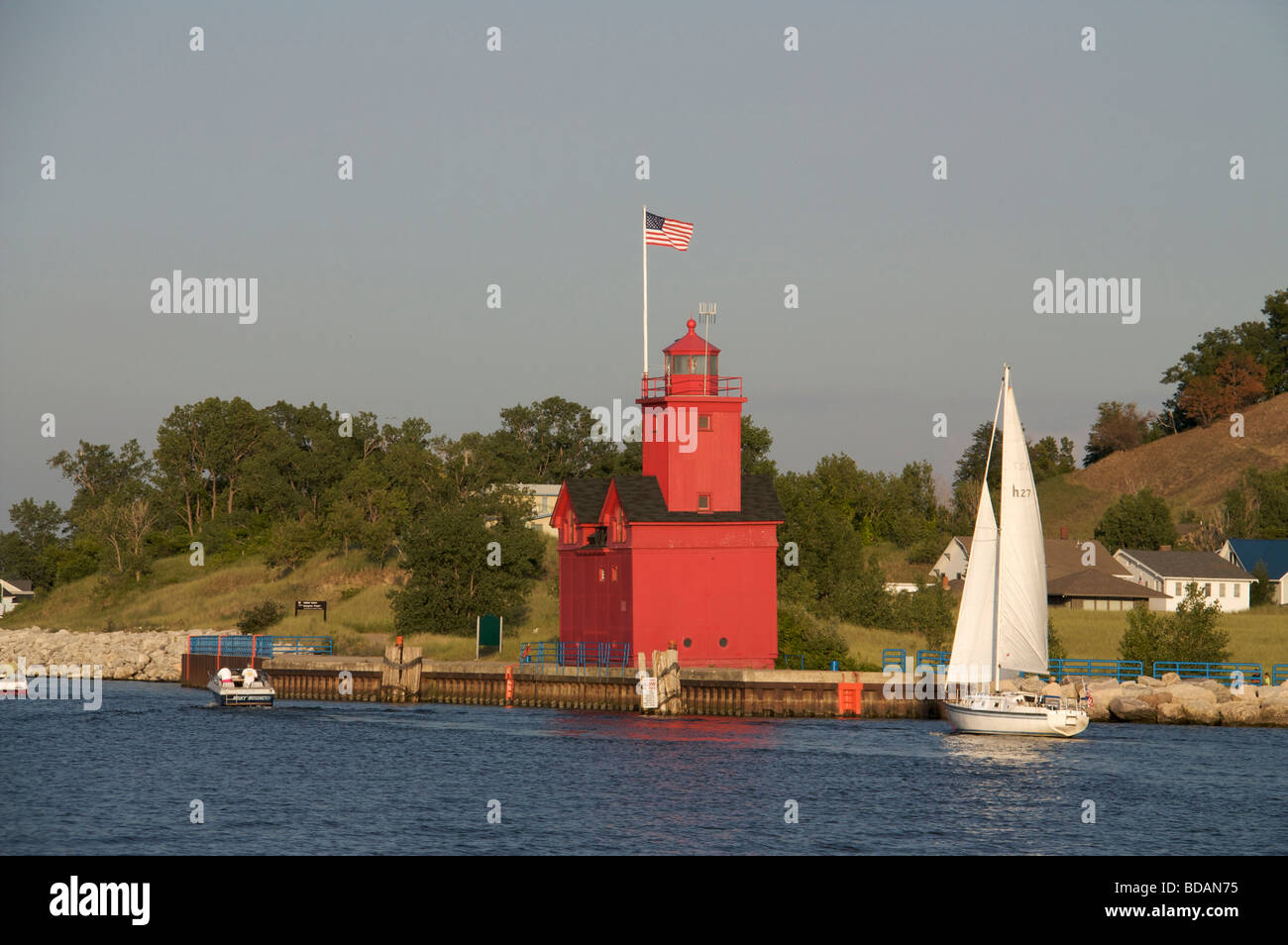 Big Red lighthouse Holland State Park MIchigan Stock Photo - Alamy