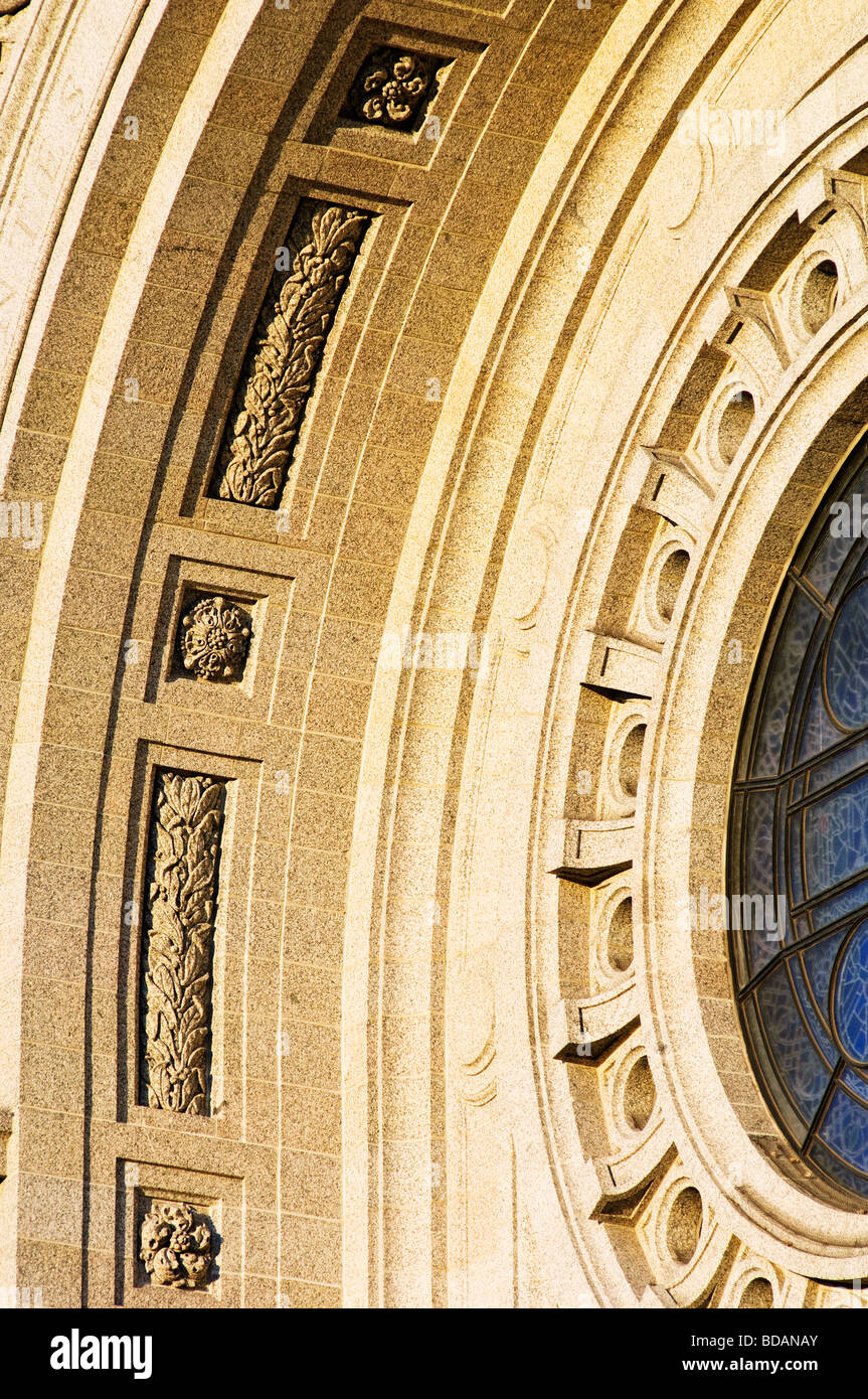 Exterior view of round window at the Cathedral of St Paul of the ...
