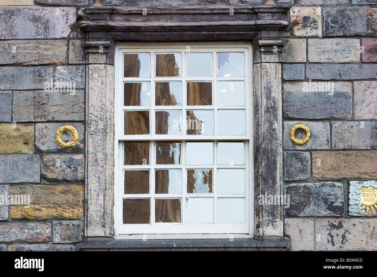 An Image of a medieval window with original glass panes in the house of ...