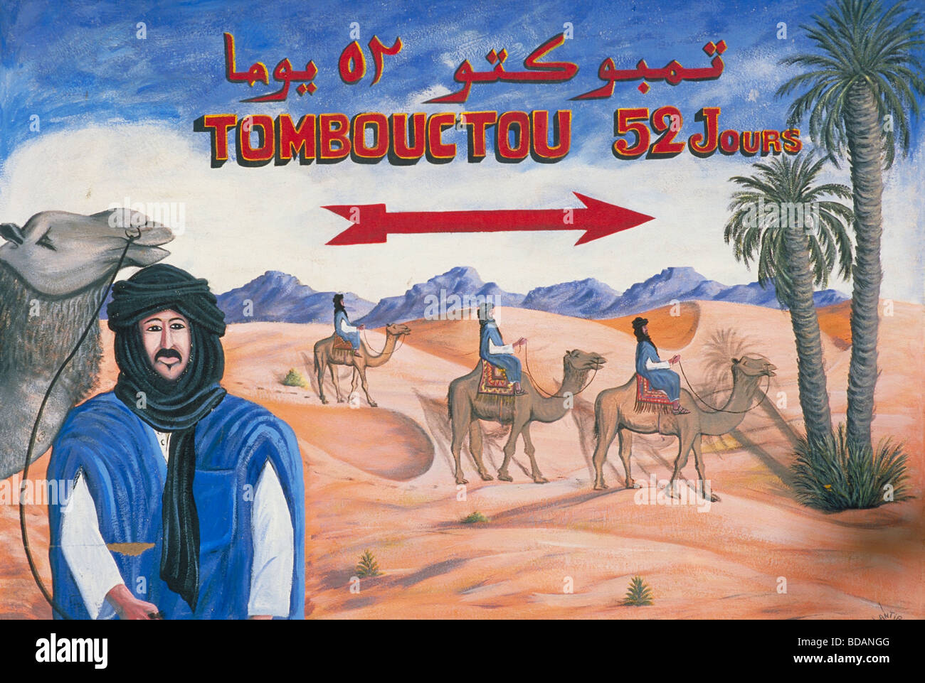 elk161-4150-morocco-zagora-draa-valley-tombouctou-52-days-sign-stock
