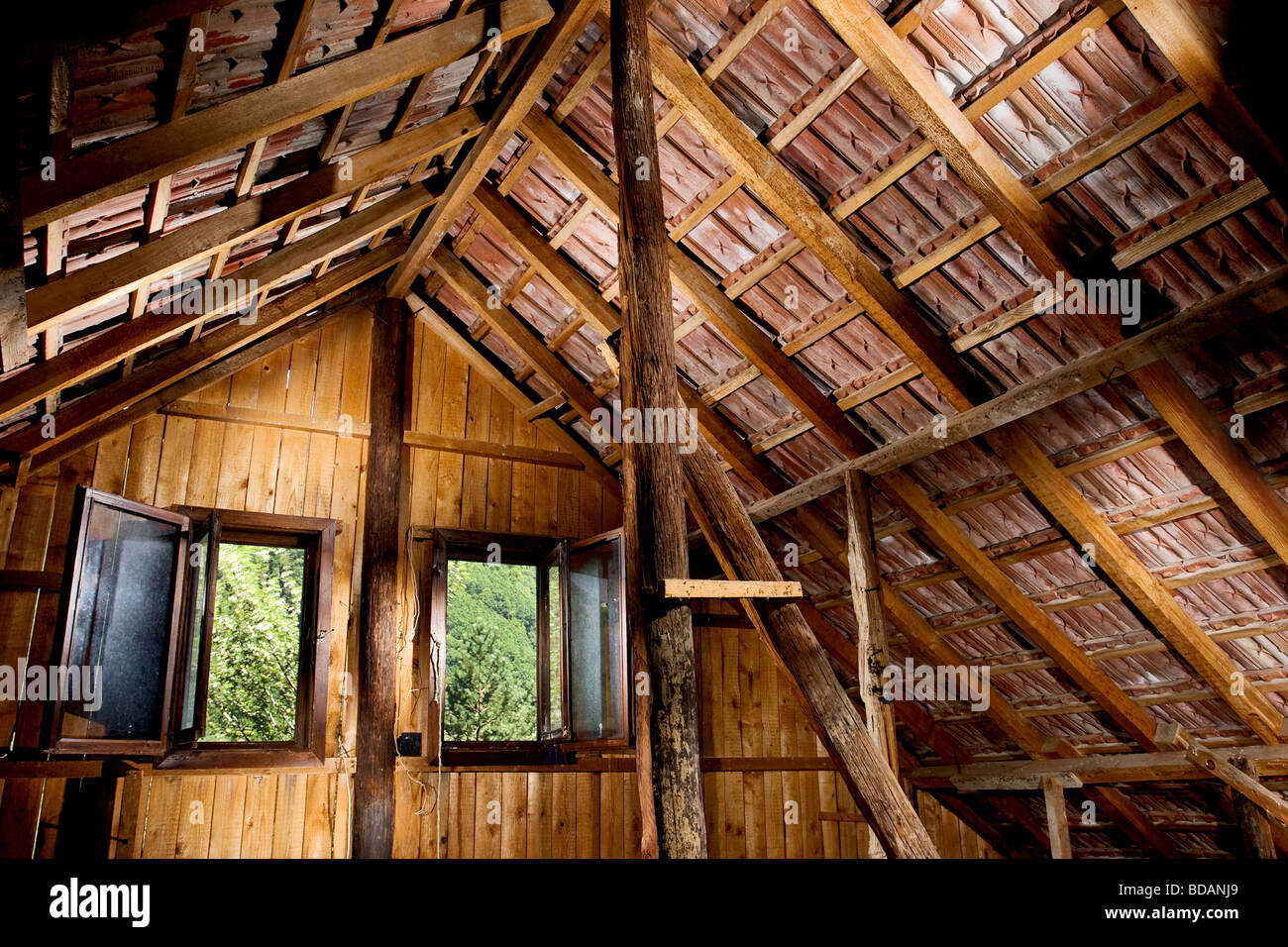 old attic of a house hdr photo with multiple light sources Stock Photo ...