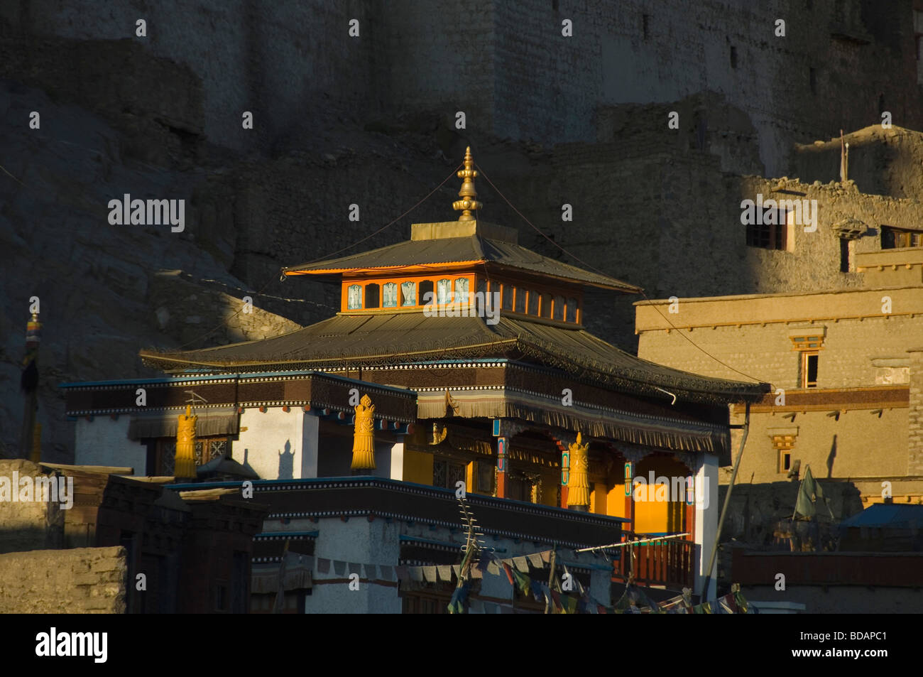 Buddhist temple in a town, Leh, Ladakh, Jammu and Kashmir, India Stock ...