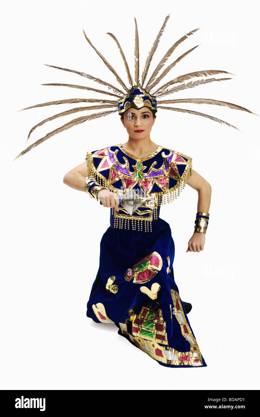 Aztec woman wearing traditional costume hi-res stock photography and ...