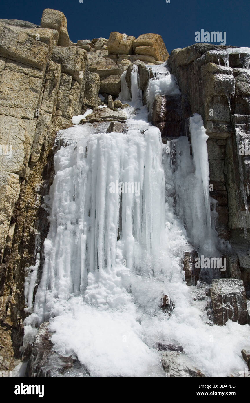 Low angle view of a frozen waterfall, Ladakh, Jammu And Kashmir, India ...