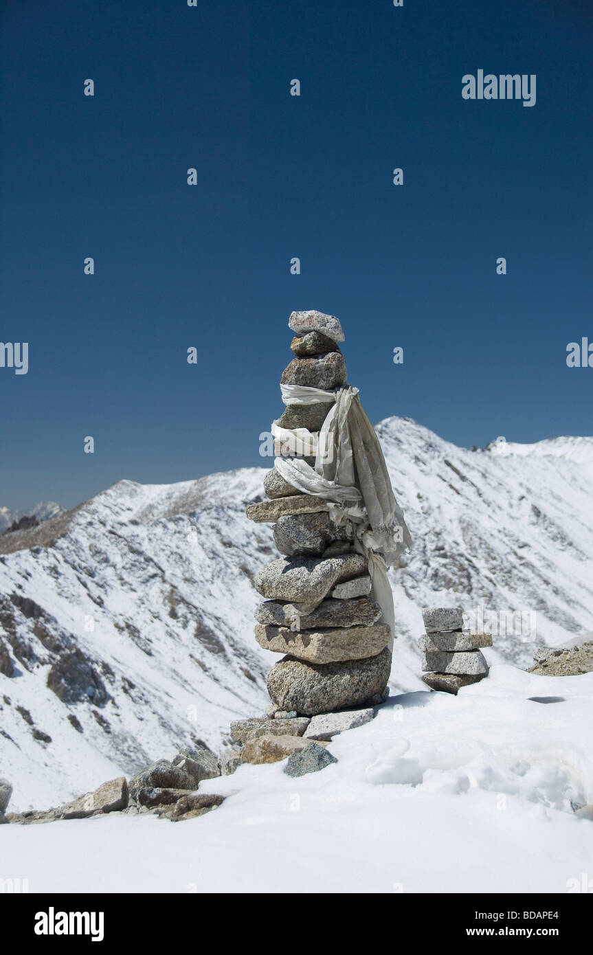 Stack of stones on a mountain, Ladakh, Jammu And Kashmir, India Stock ...