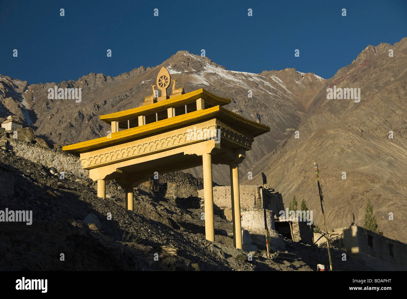 Entrance of a monastery, Diskit Monastery, Nubra Valley, Ladakh, Jammu ...