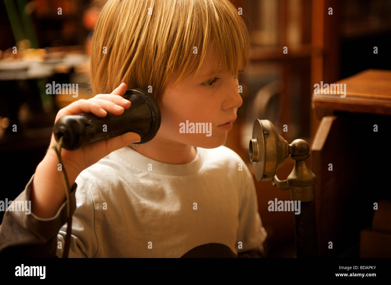 Boy museum telephone hi-res stock photography and images - Alamy