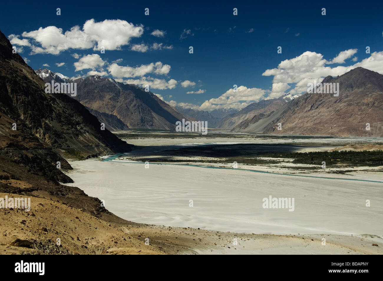 River passing through mountain ranges, Shyok River, Nubra Valley ...