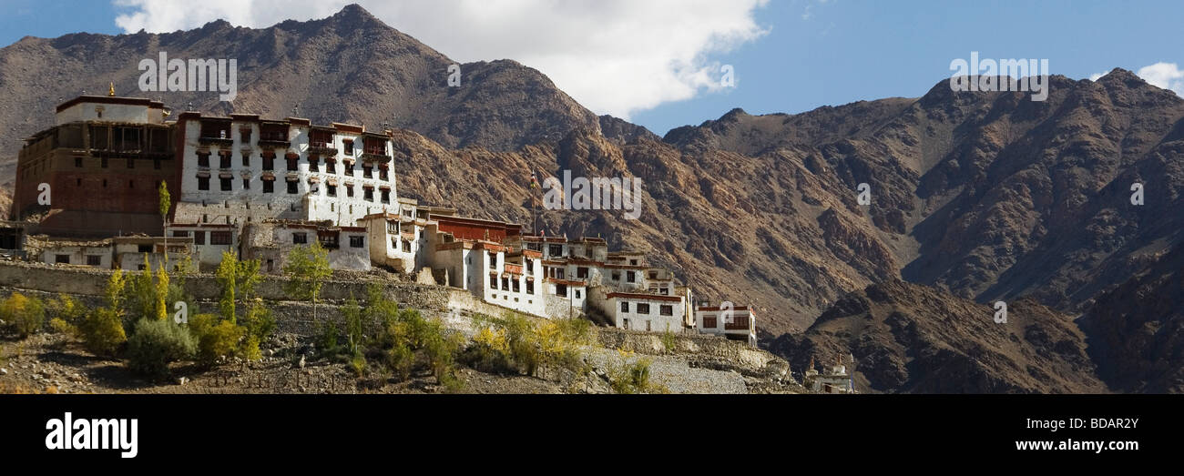 Monastery with mountain ranges in the background, Phyang Monastery ...