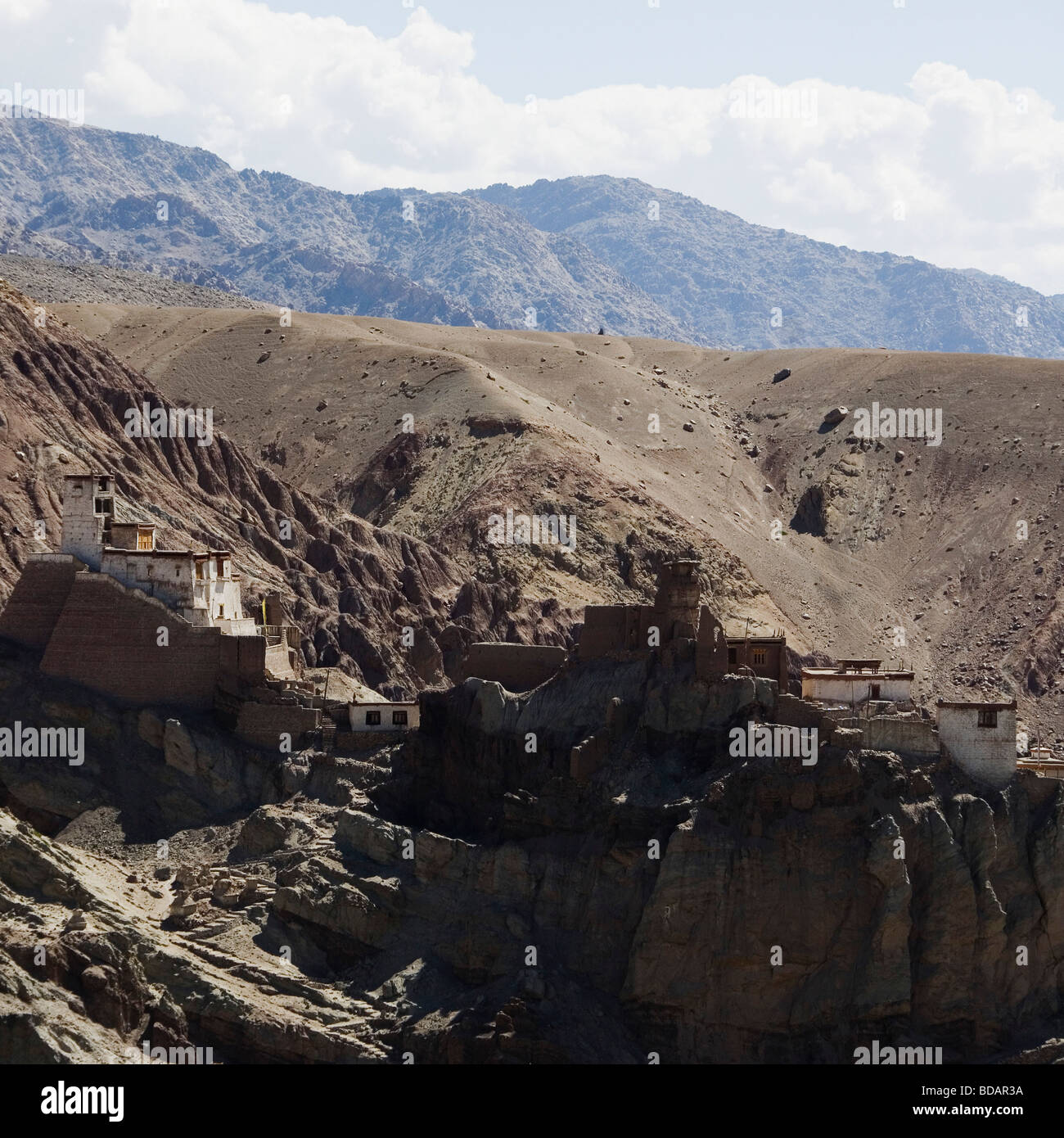 Monastery in mountains, Basgo Monastery, Ladakh, Jammu and Kashmir ...