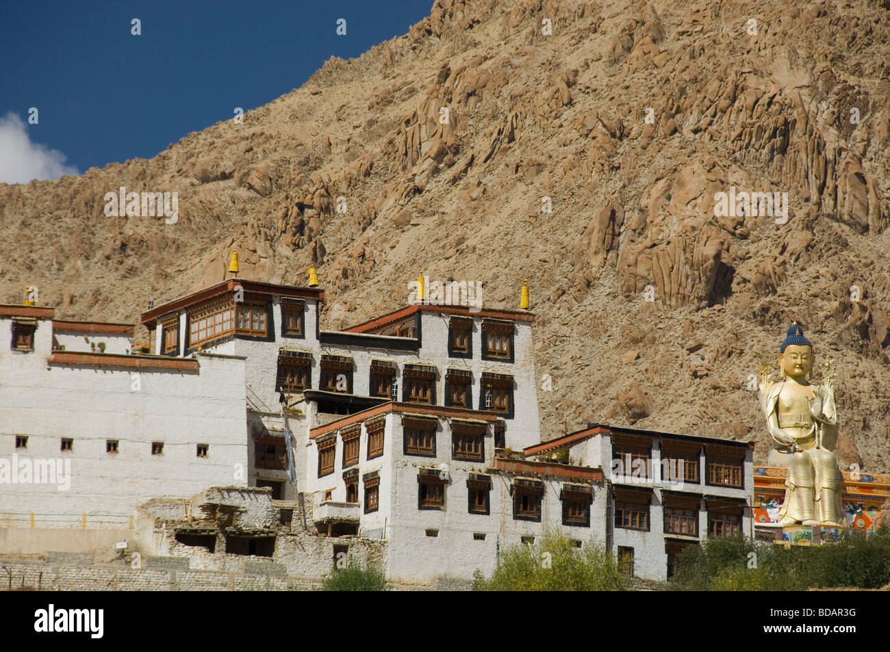Monastery with mountain ranges in the background, Likir Monastery ...