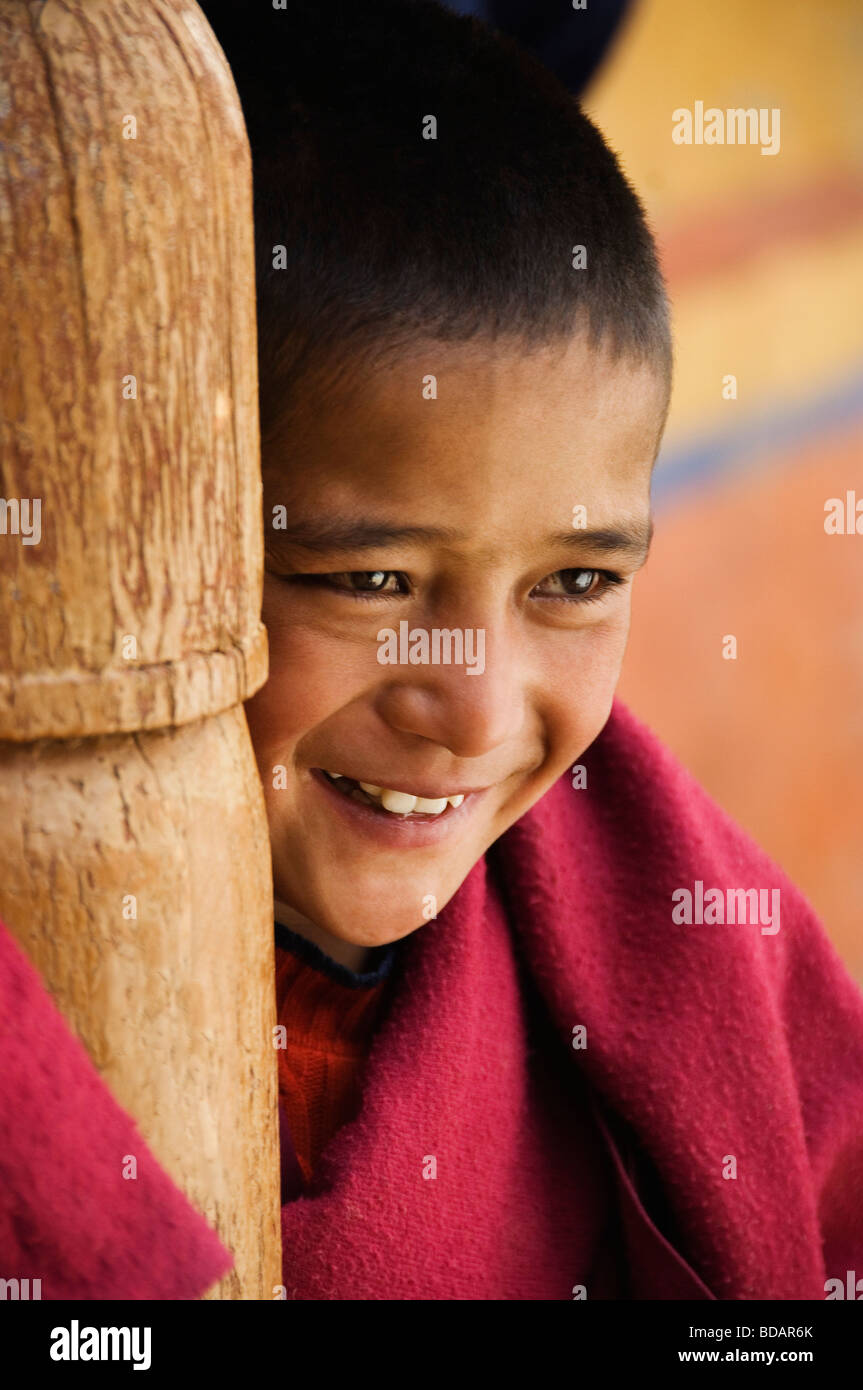 Child monk smiling in a monastery, Likir Monastery, Ladakh, Jammu and ...