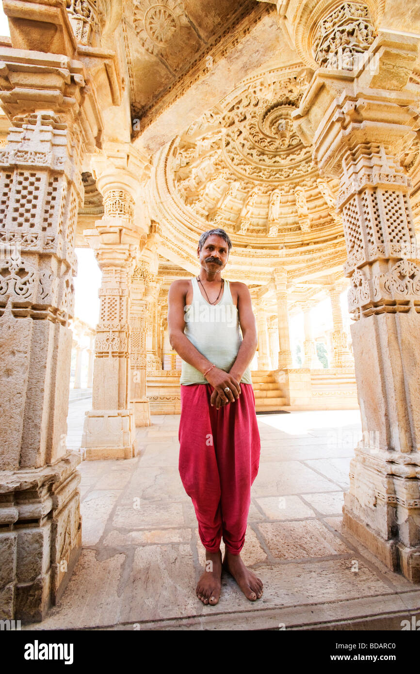 Portrait of a man in a temple Chittorgarh, Rajasthan, India Stock Photo ...