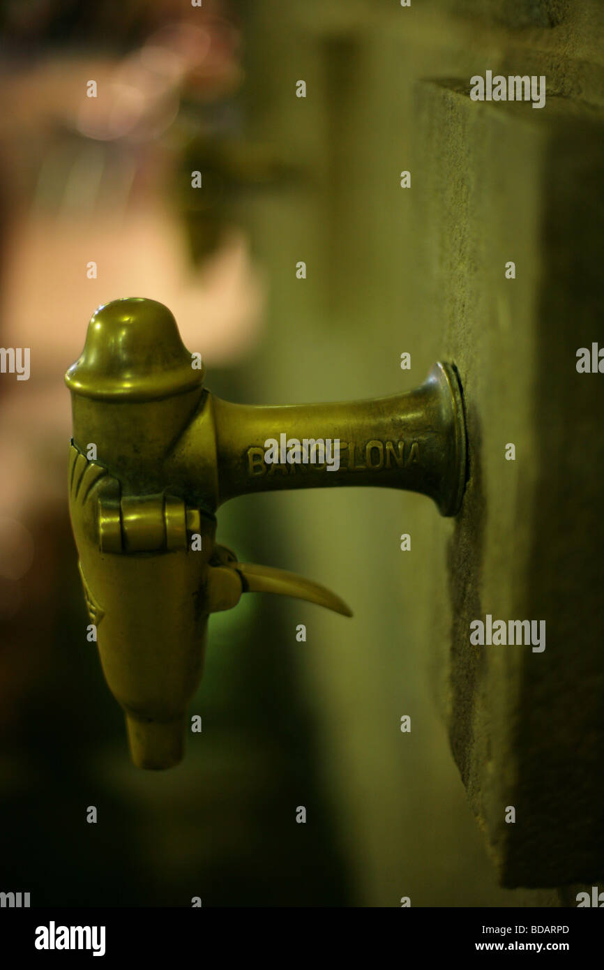 Public water tap at Placa Santa Maria del Mar located in the city ...
