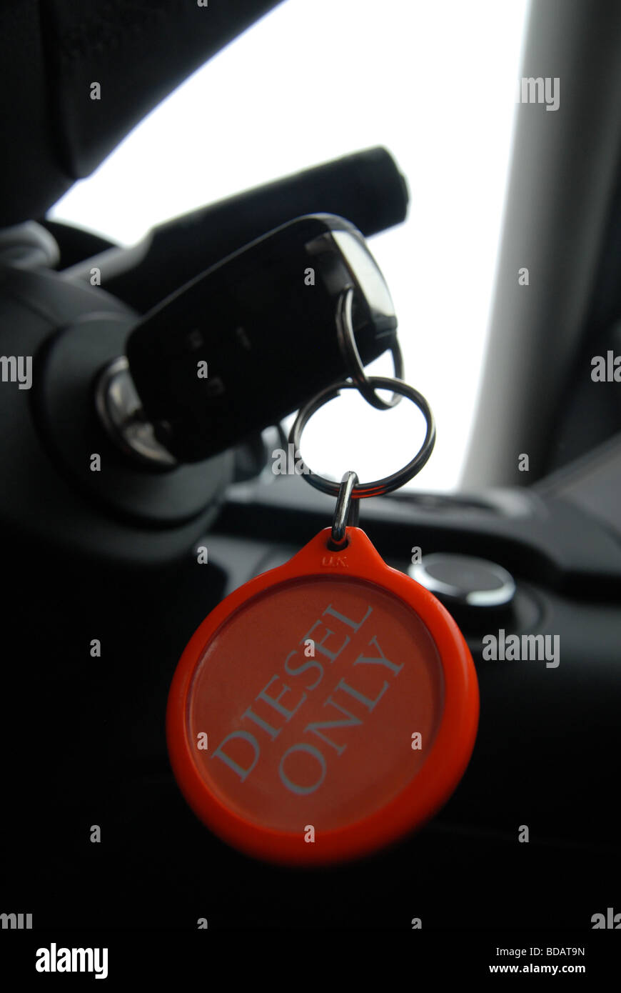Diesel Only Key ring on car key Stock Photo - Alamy