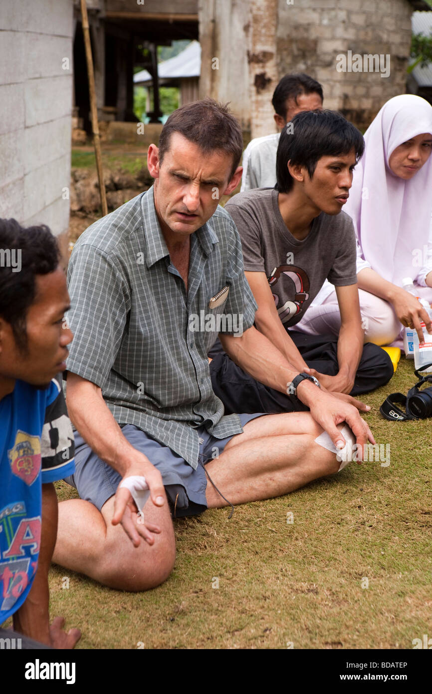 Sulawesi Lambusango forest reserve Graeme Gillespie demonstrating snake ...