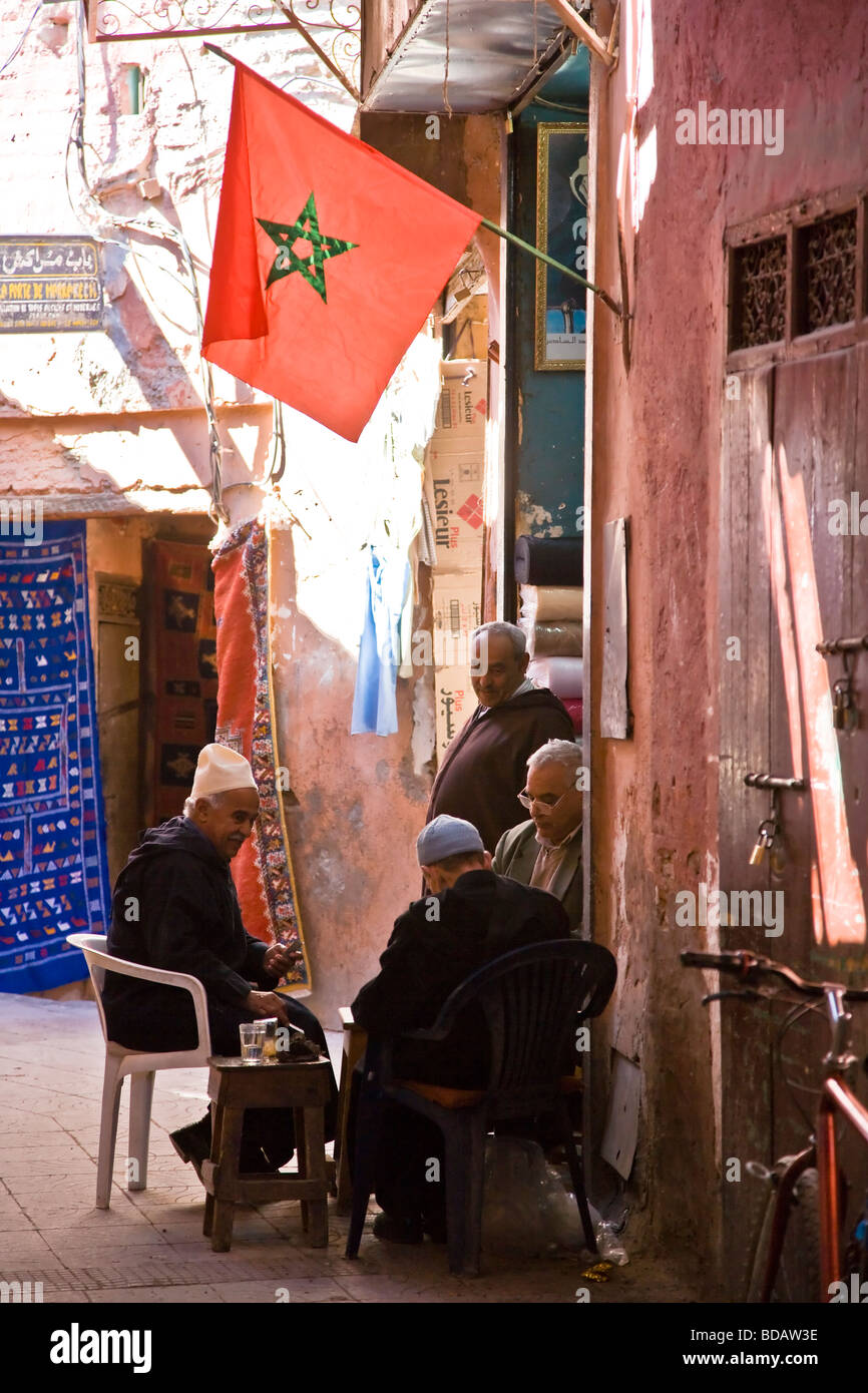 A card game in the back alleyways of the Souk, Medina, Marrakesh ...