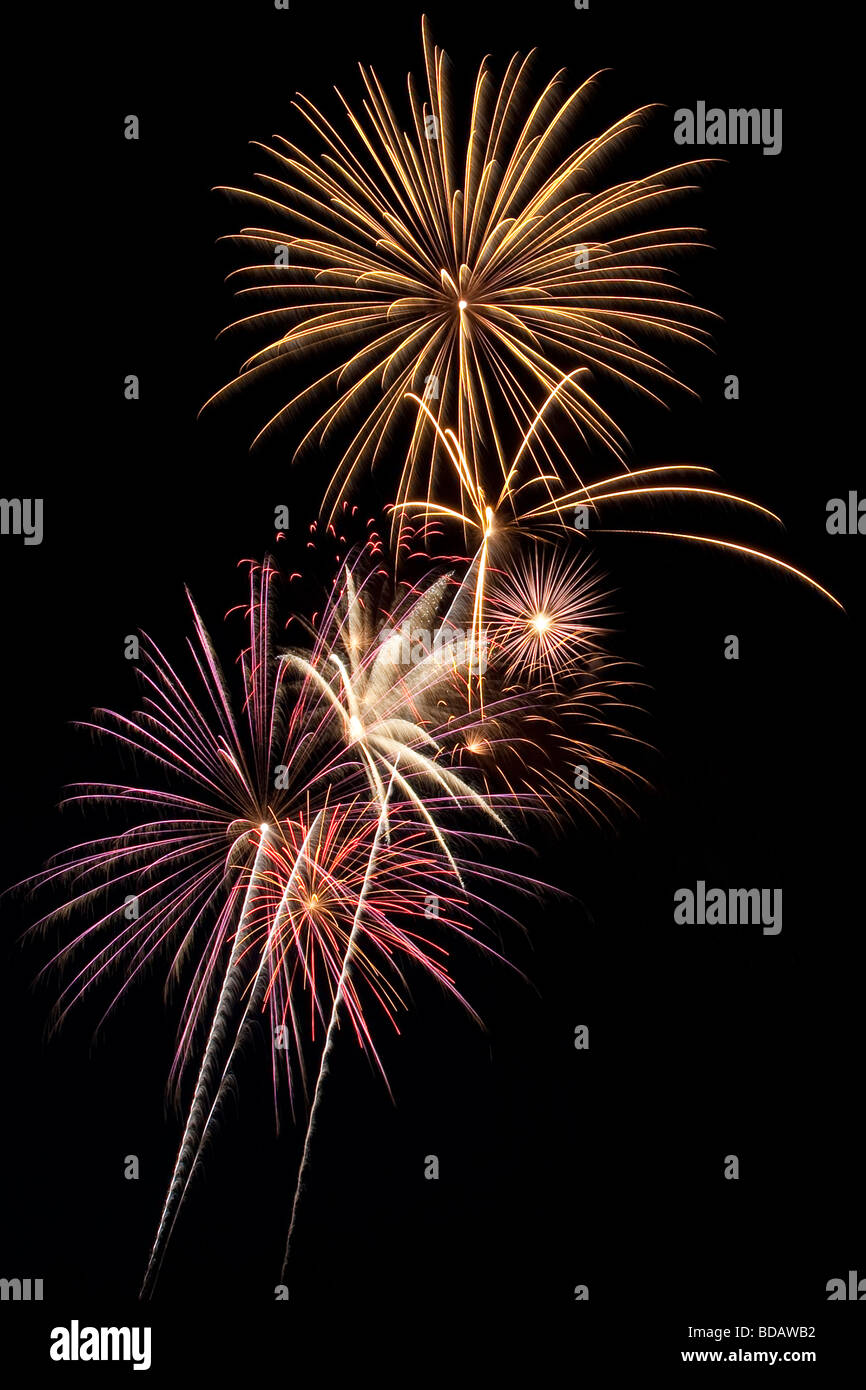 Beautiful fireworks fill the night time sky Stock Photo - Alamy