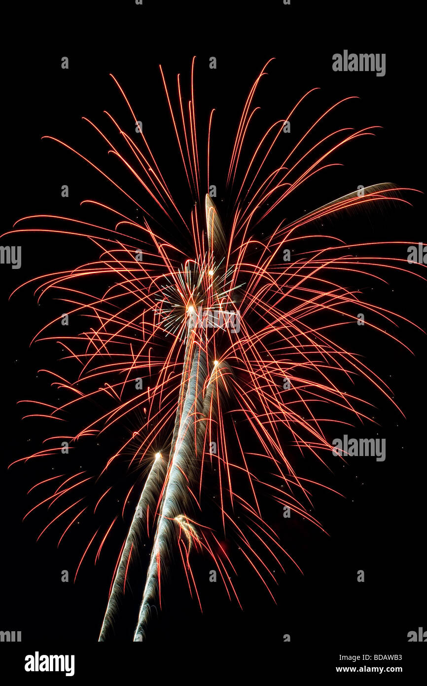 Beautiful fireworks fill the night time sky Stock Photo - Alamy