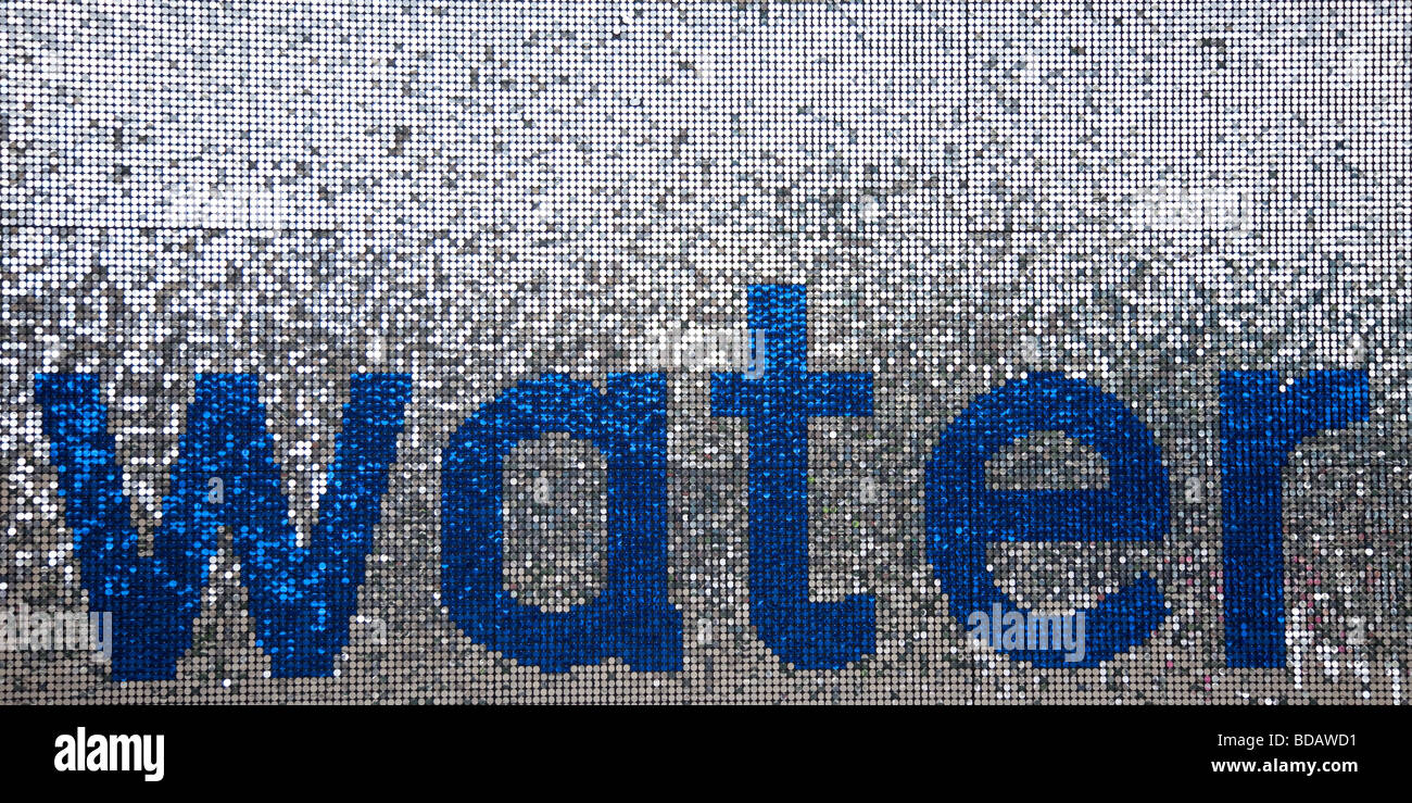 Glittering sign displaying the word, water Stock Photo - Alamy