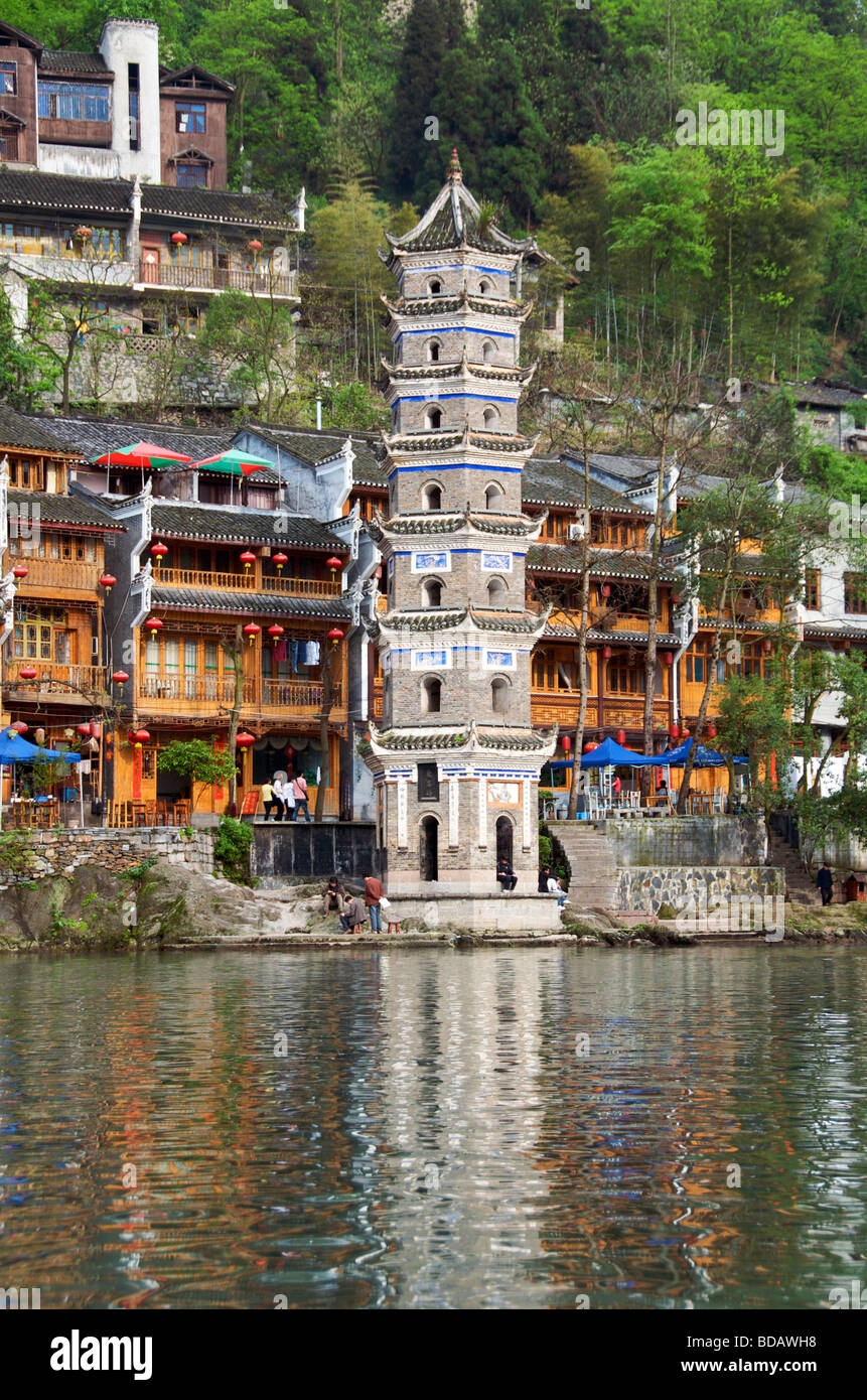 Wanming Pagoda Ancient Town of Fenghuang Hunan China Stock Photo - Alamy