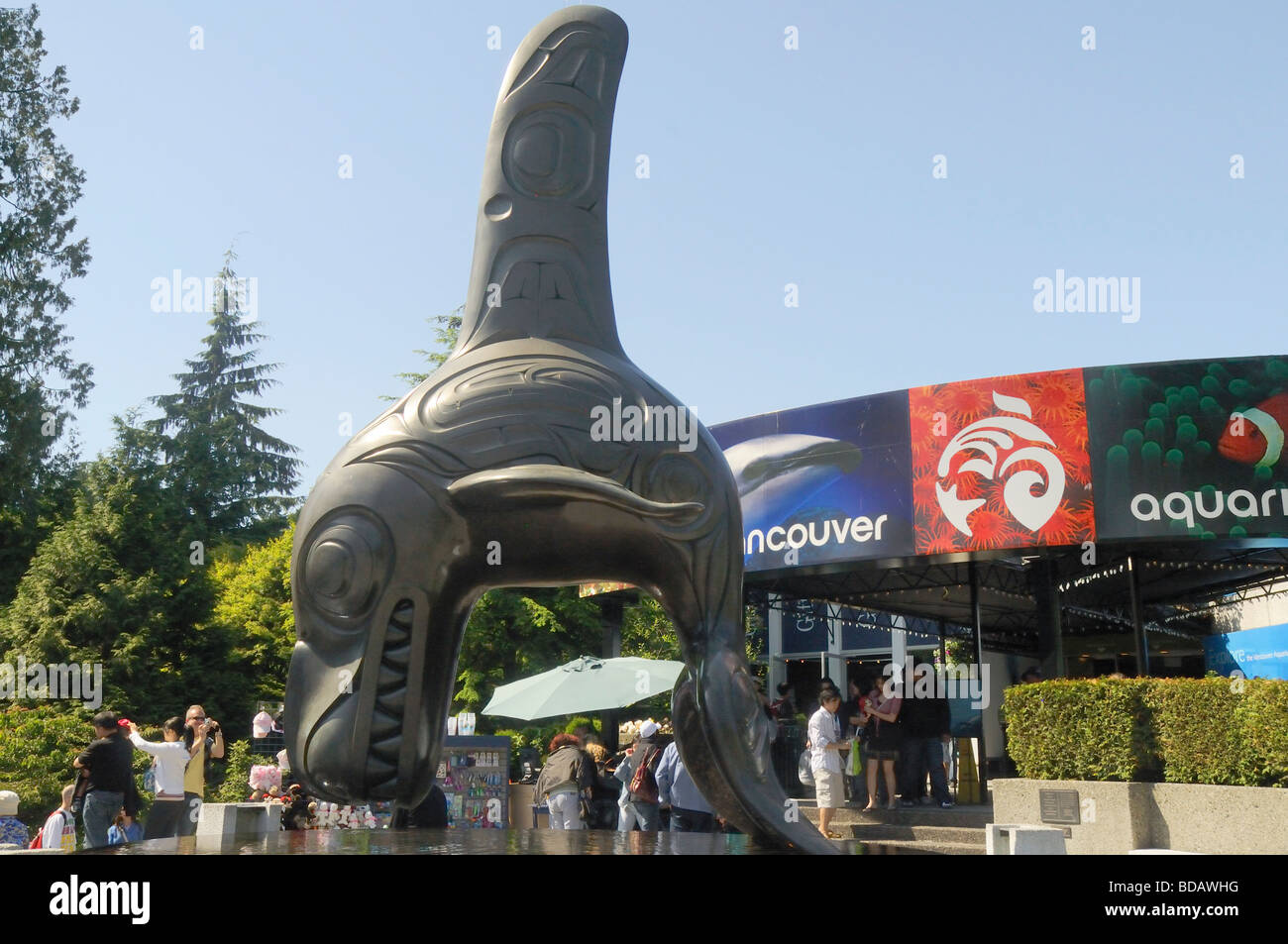 The Orca statue outside Vancouver Aquarium in Stanley Park, Vancouver ...