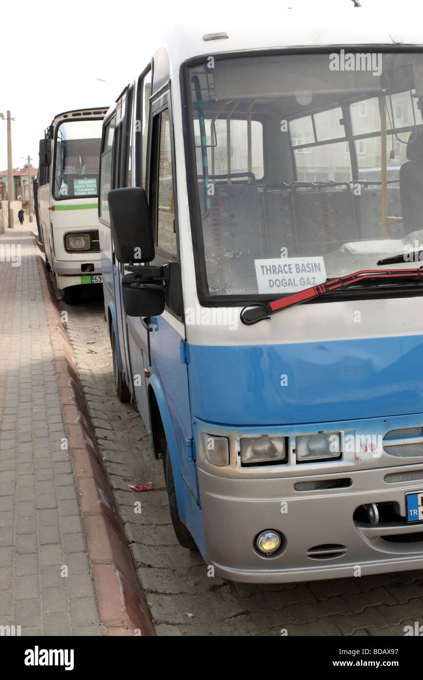 Two buses parked in a Turkish side street Stock Photo - Alamy