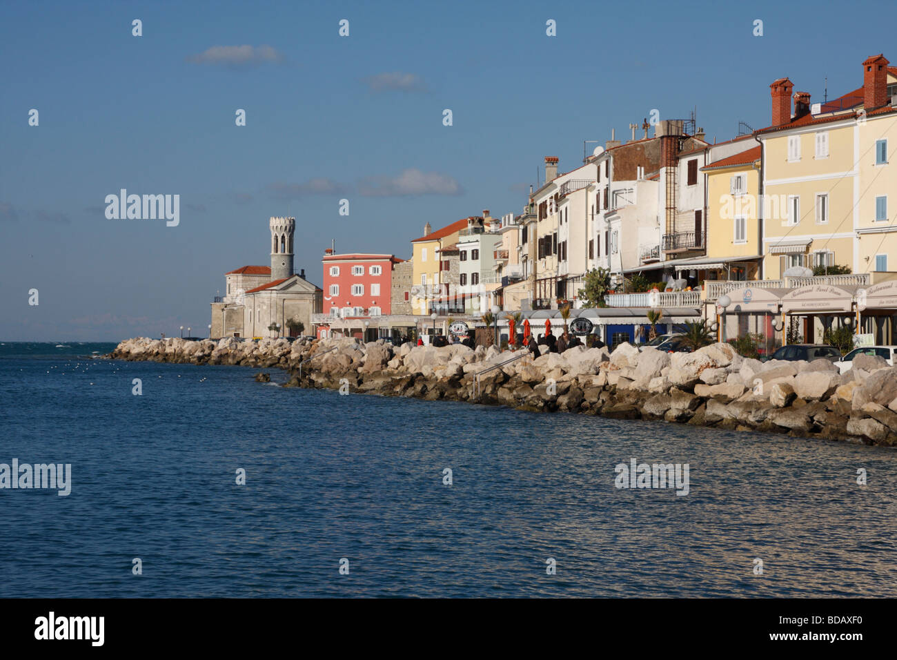 Piran old town, view from the sea. Slovenia Stock Photo - Alamy