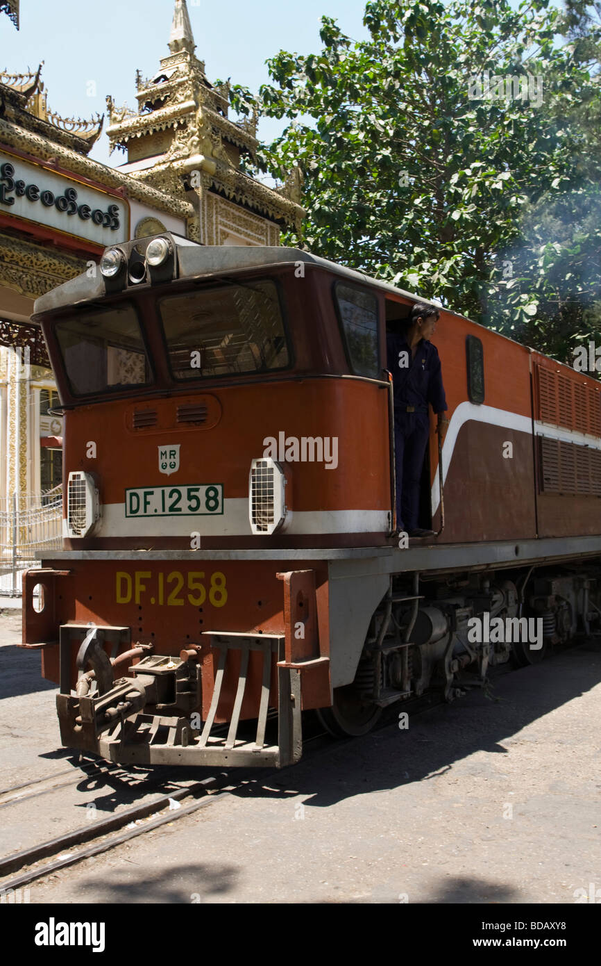 old red train in myanmar Stock Photo - Alamy