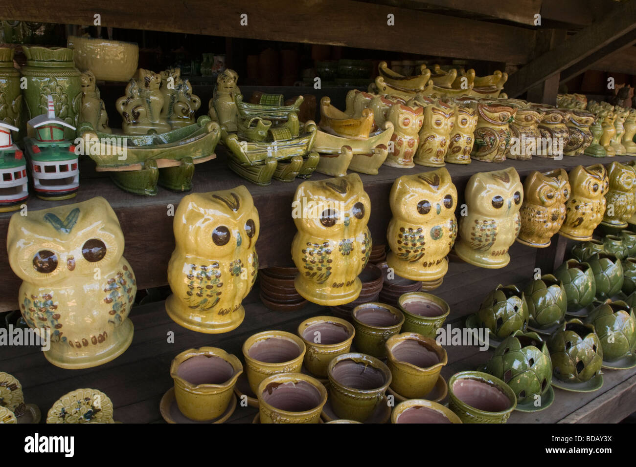 Pottery on shelf,Myanmar,Asia Stock Photo - Alamy