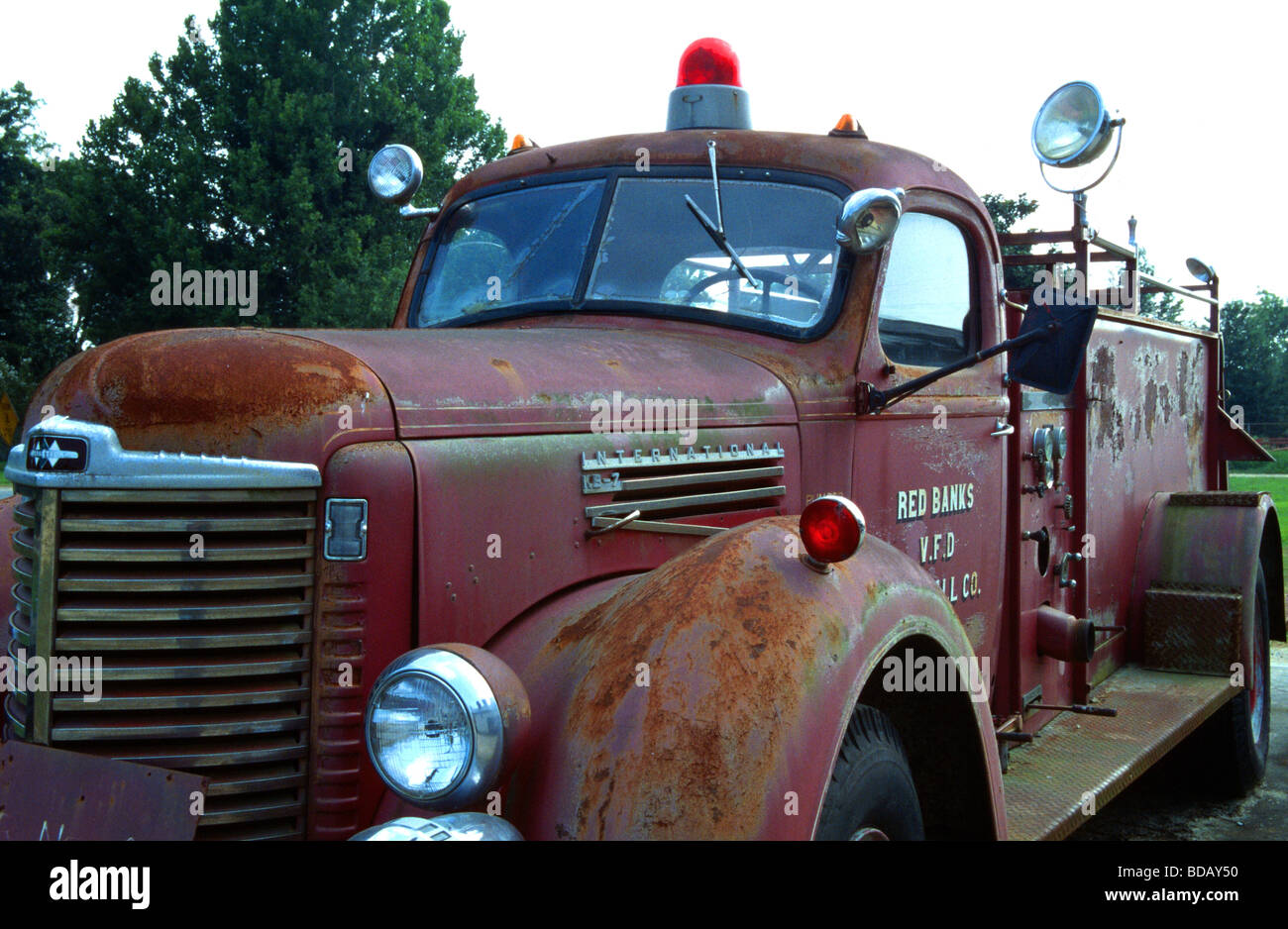 Old fashioned vintage American fire department truck Stock Photo - Alamy