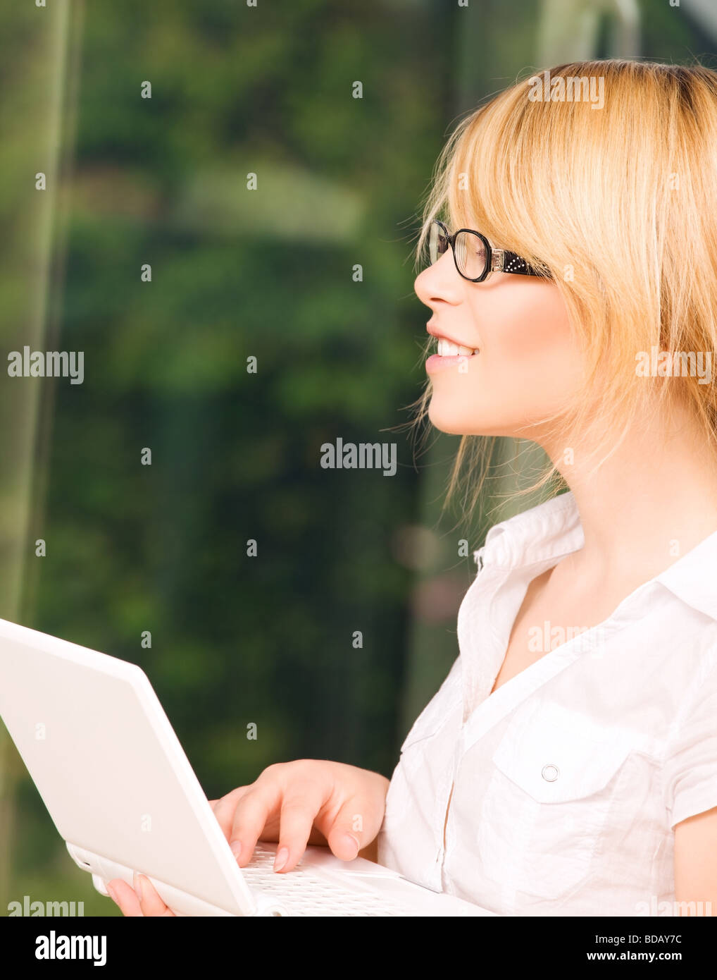 picture of office girl with laptop computer Stock Photo - Alamy