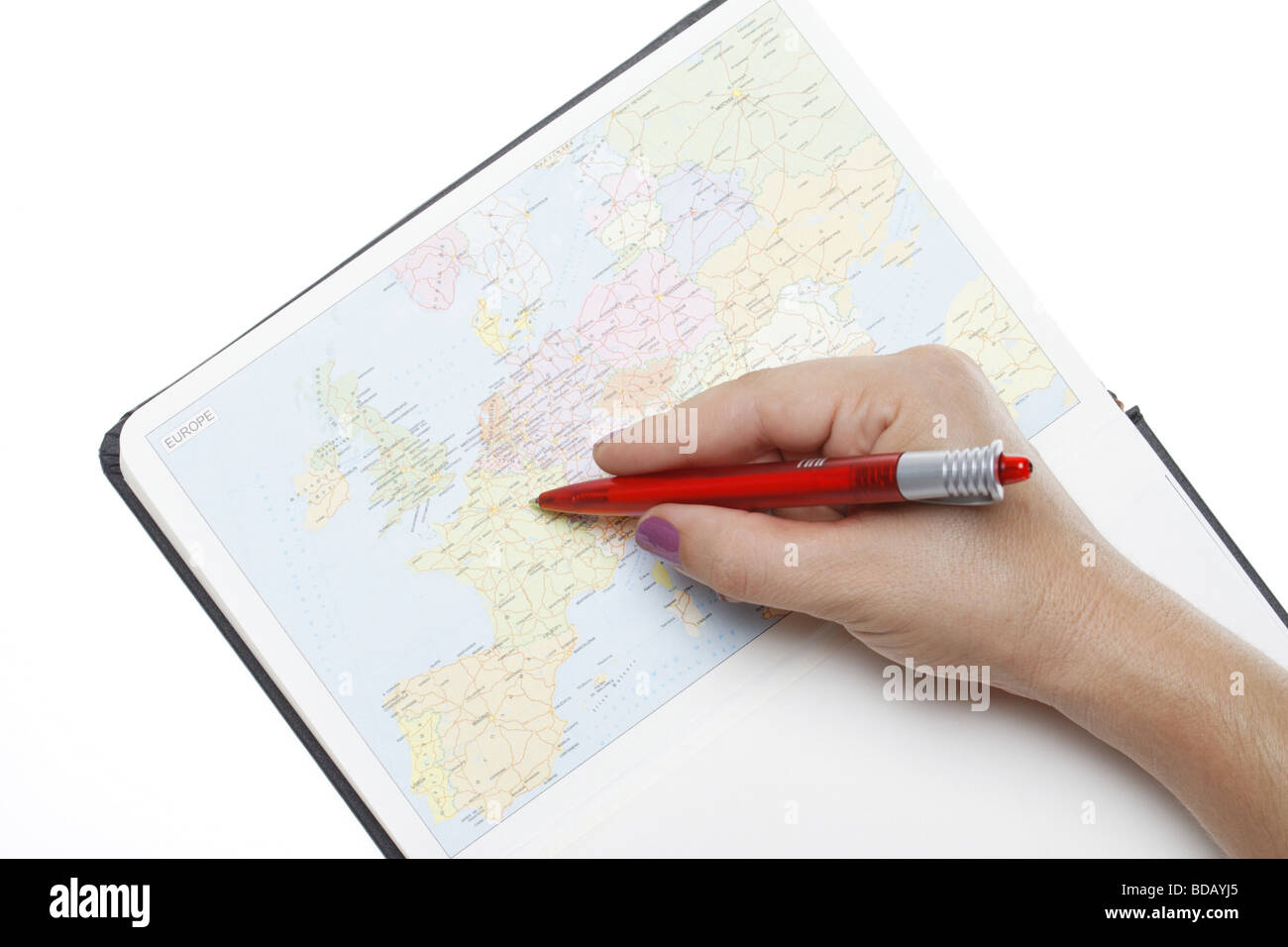 map not copyrighted of Europe with hand pencil Stock Photo - Alamy