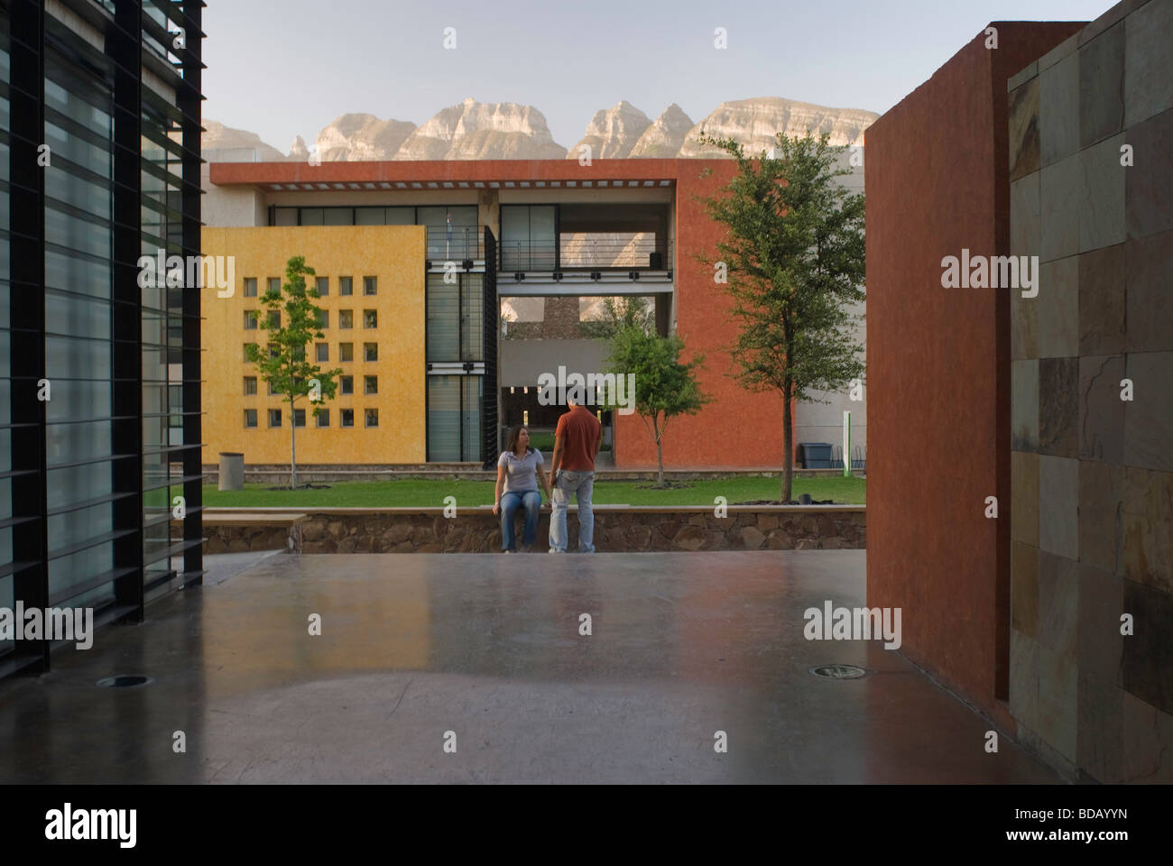 A couple in the entrance way to one of the residence halls on the ...