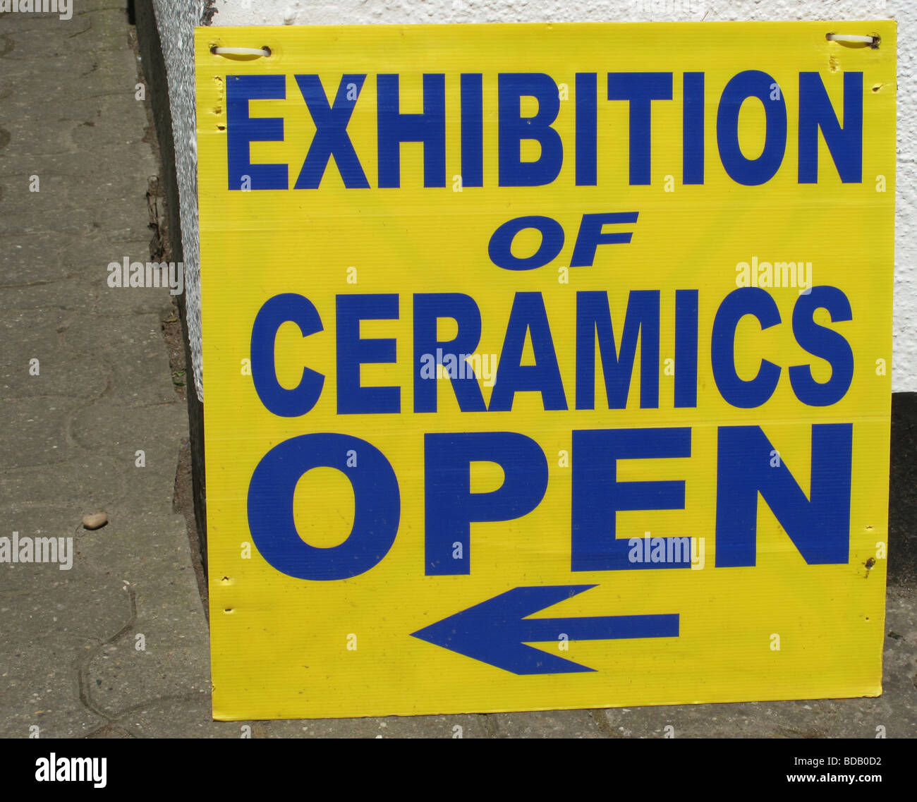 Exhibition of Ceramics sign at an event in the town of Hay-on-Wye Powys ...