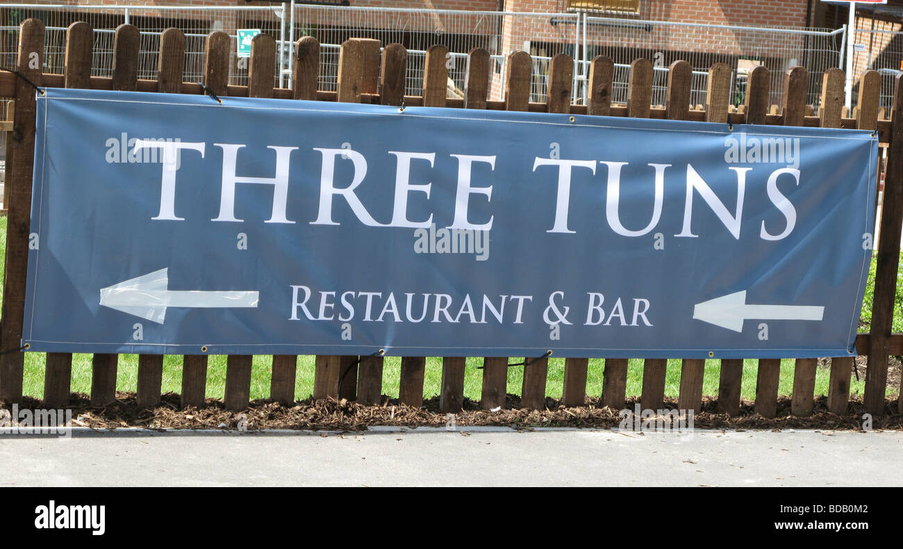 Advertising poster for the Three Tuns Restaurant & Bar in the market ...