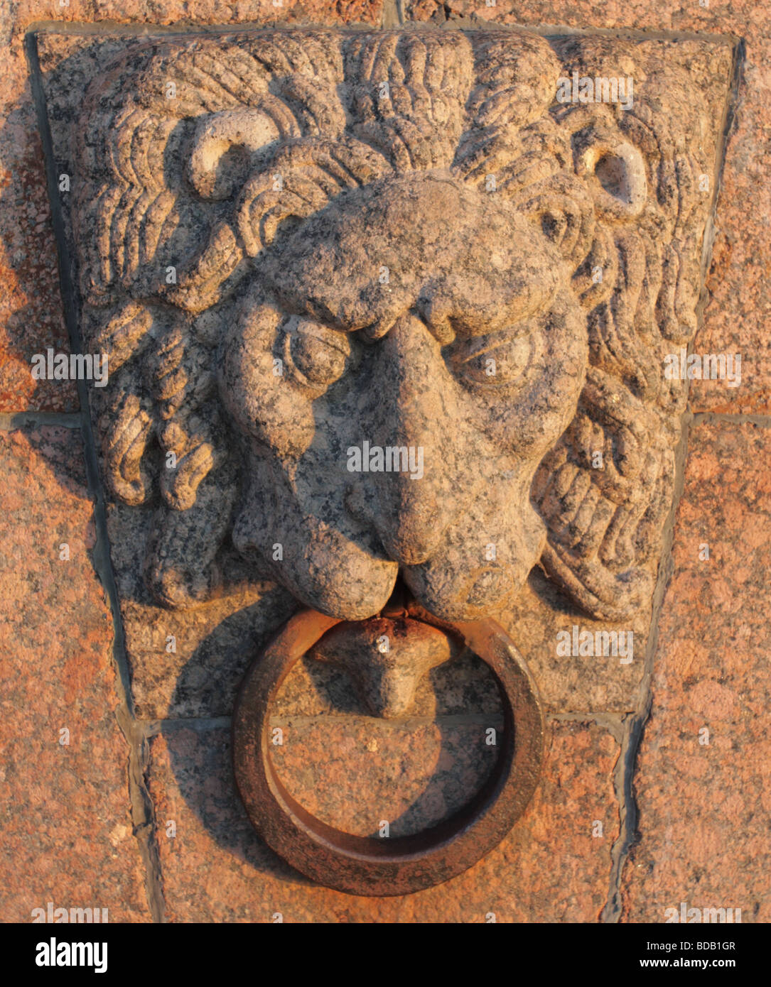 Lion head at the Spit of Vasilyesky Island St Petersburg Russia Stock ...