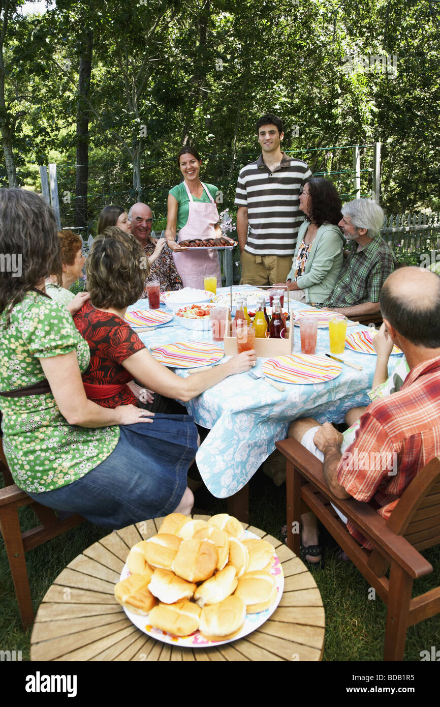 Family at a breakfast table Stock Photo - Alamy