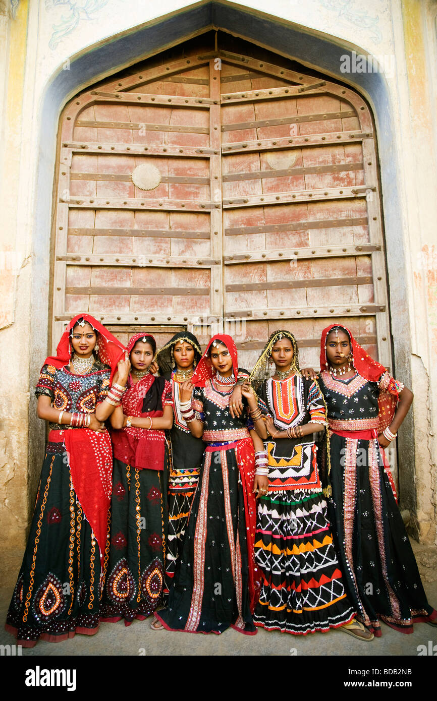 Women standing together and posing, Pushkar, Ajmer, Rajasthan, India ...