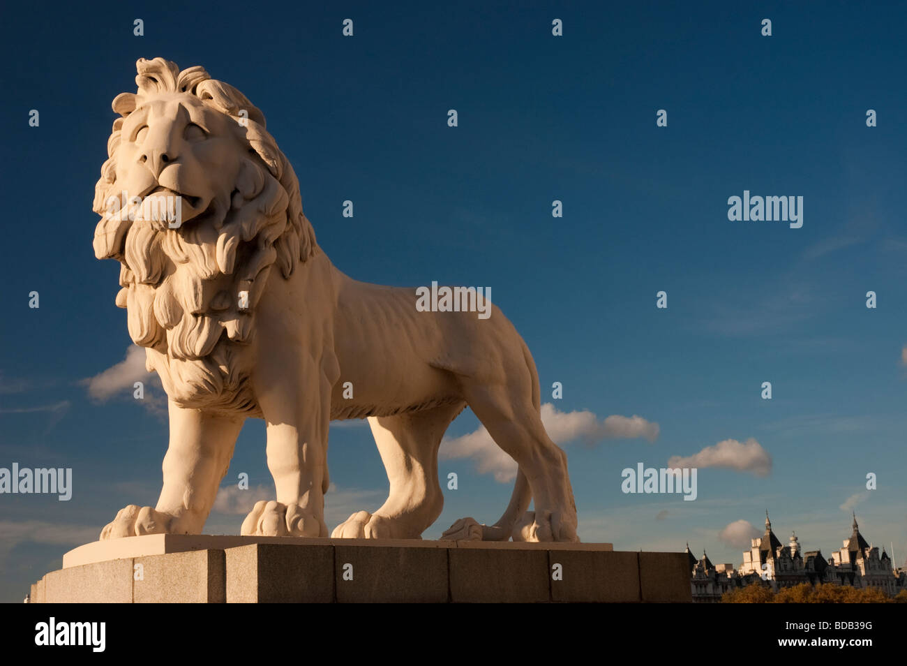 British Lion Statue South Bank Westminster Bridge London Stock Photo ...