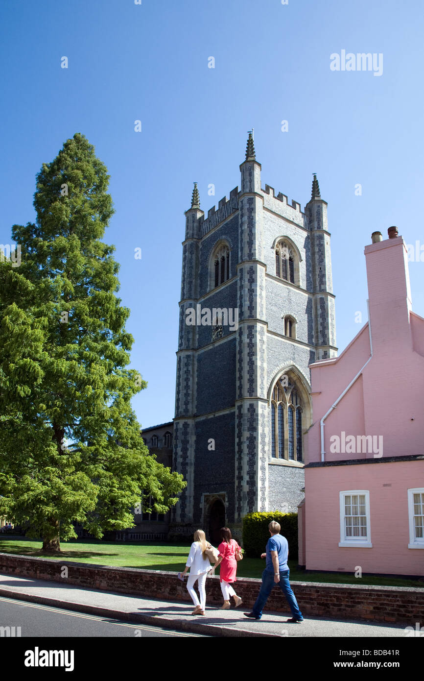 THE church of St Mary the Virgin, Dedham WITH THE PRETTY PINK VICARAGE ...