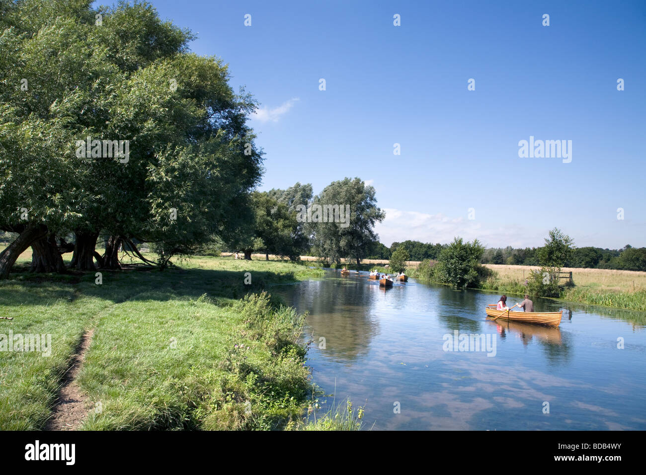people Boating on the river Stour between The historic village of ...
