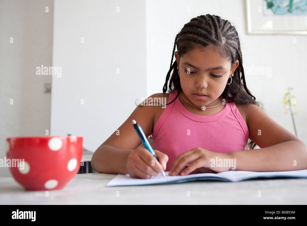 Little girl is making her homework Stock Photo - Alamy